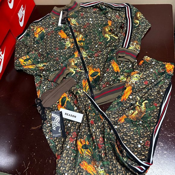 Reason | Jackets & Coats | Reason Mens Brown Quick Tiger Print Monogram ...